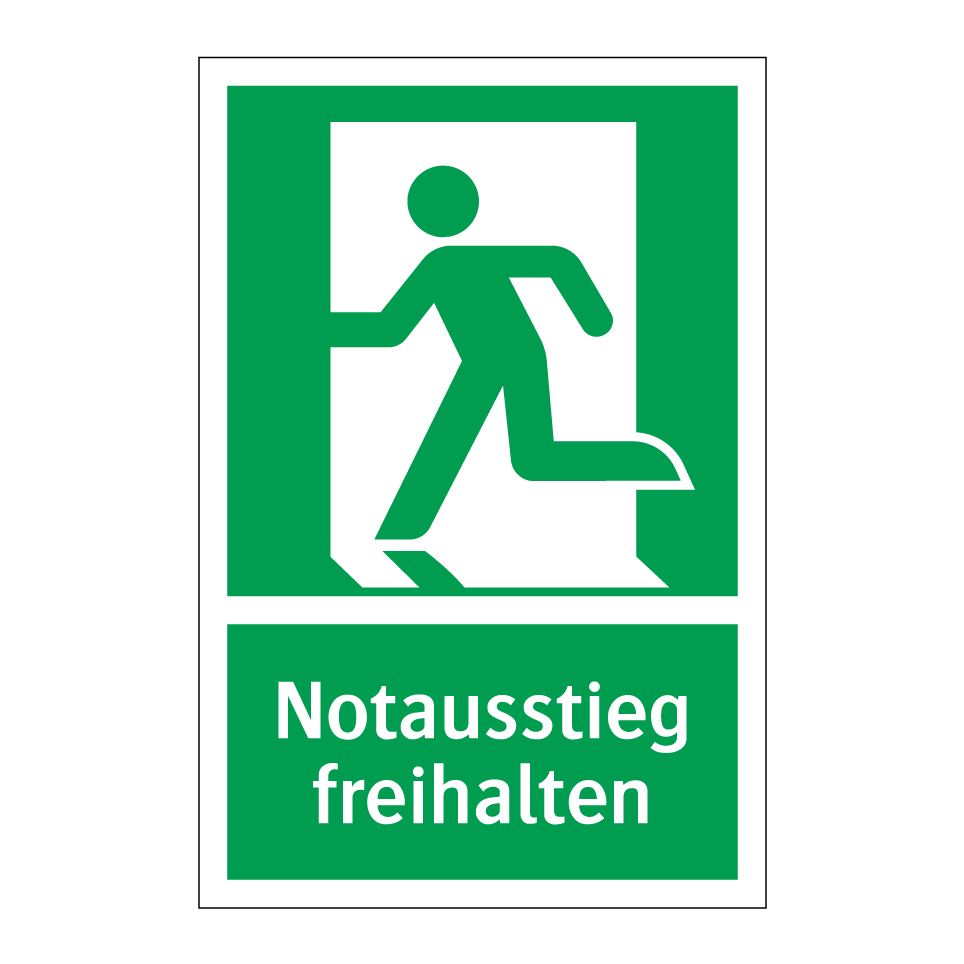Kauf Notausstieg freihalten schild | SignOnline | DE-E1036