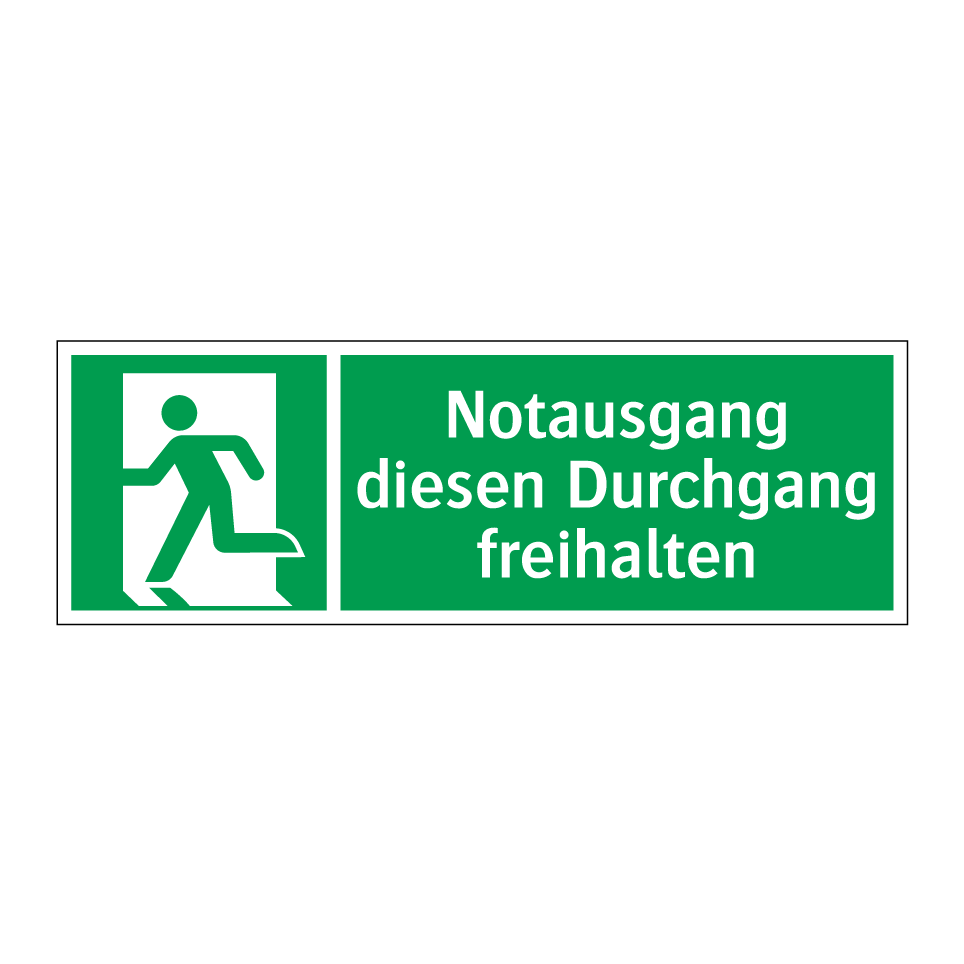Kauf Notausgang diesen Durchgang freihalten schild | SignOnline | DE-E1377