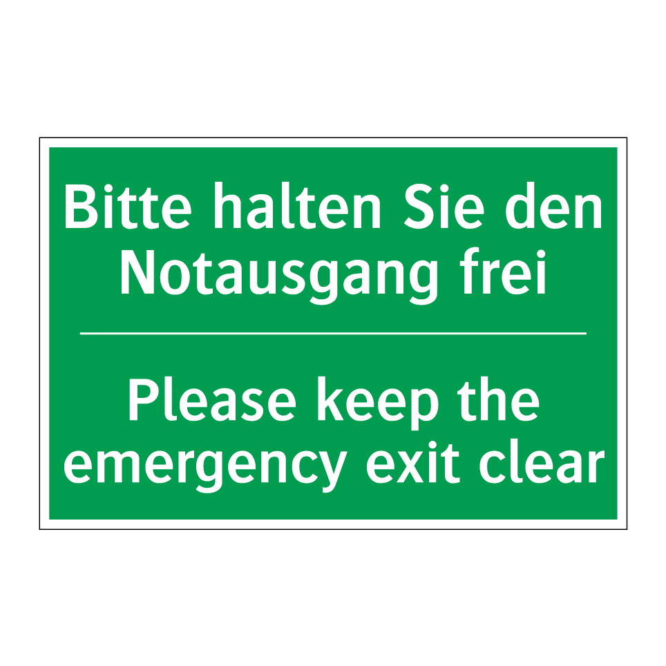 Kauf Bitte halten Sie den Notausgang /.../ - Please keep the emergency exit /.../ schild ...