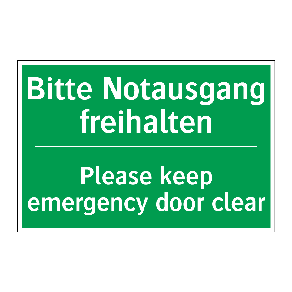 Kauf Bitte Notausgang freihalten - Please keep emergency door clear /.../ schild | SignOnline ...