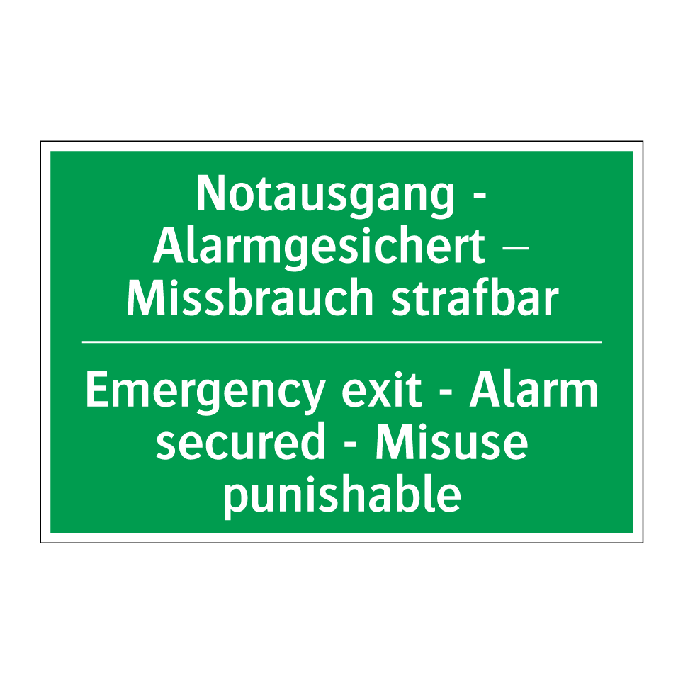 Kauf Notausgang - Alarmgesichert – /.../ - Emergency exit - Alarm secured /.../ schild ...