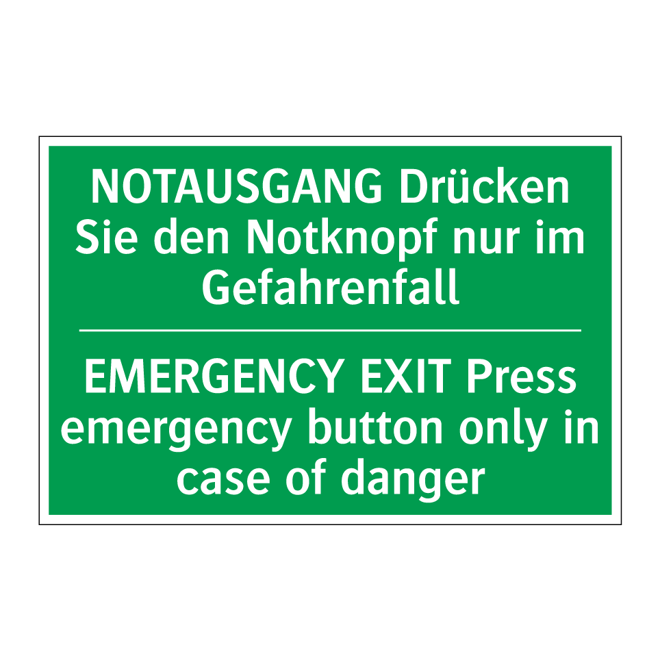 Kauf NOTAUSGANG Drücken Sie den Notknopf /.../ - EMERGENCY EXIT Press emergency /.../ schild ...