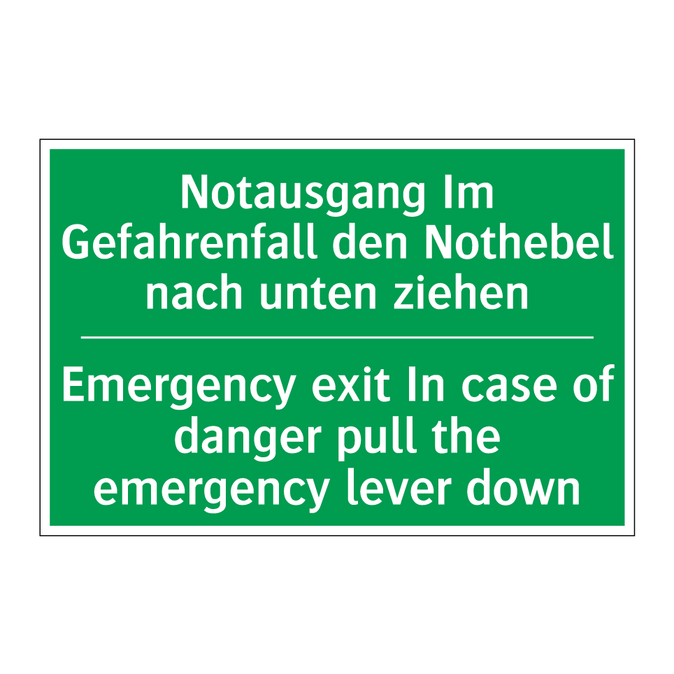 Kauf Notausgang Im Gefahrenfall den /.../ - Emergency exit In case of danger /.../ schild ...