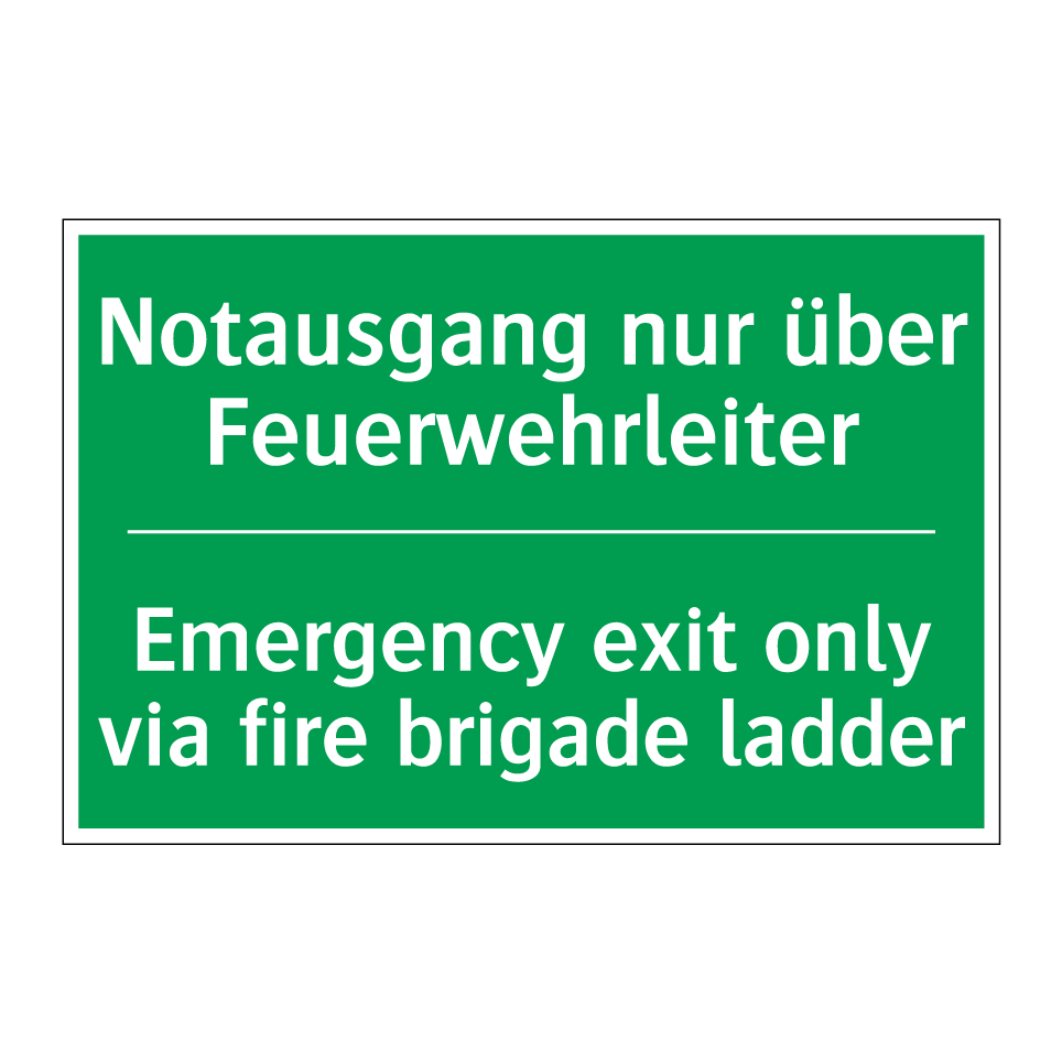Kauf Notausgang nur über Feuerwehrleiter /.../ - Emergency exit only via fire brigade ...