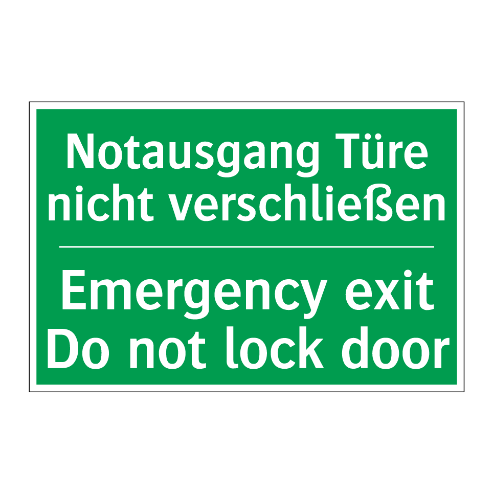 Kauf Notausgang Türe nicht verschließen /.../ - Emergency exit Do not lock door /.../ schild ...