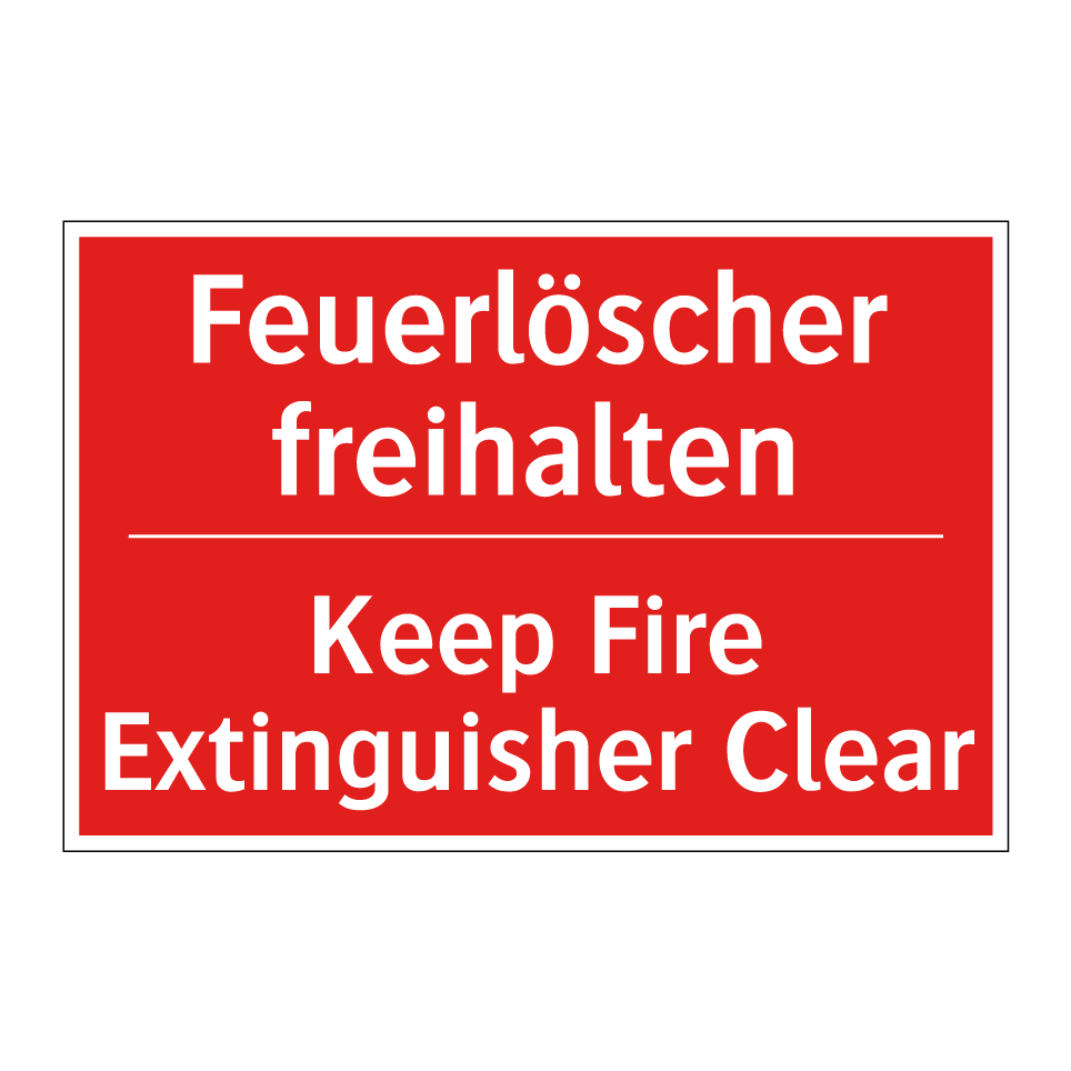 Kauf Feuerlöscher freihalten - Keep Fire Extinguisher Clear schild | SignOnline | DE-F1132