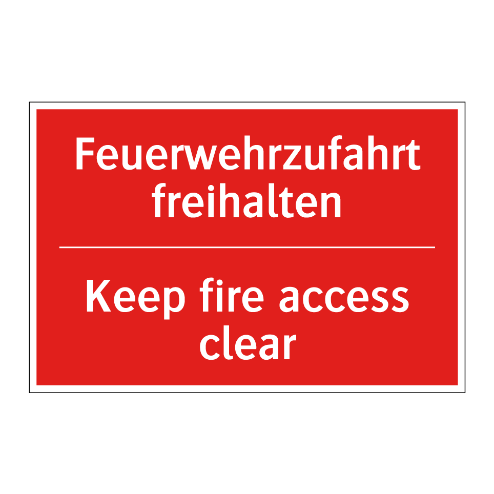 Kauf Feuerwehrzufahrt freihalten - Keep fire access clear schild | SignOnline | DE-F1289