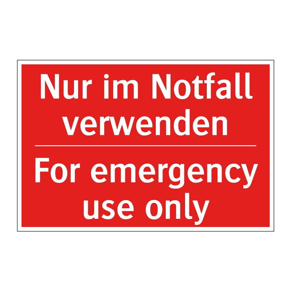 Kauf Nur im Notfall verwenden - For emergency use only schild | SignOnline | DE-F1496