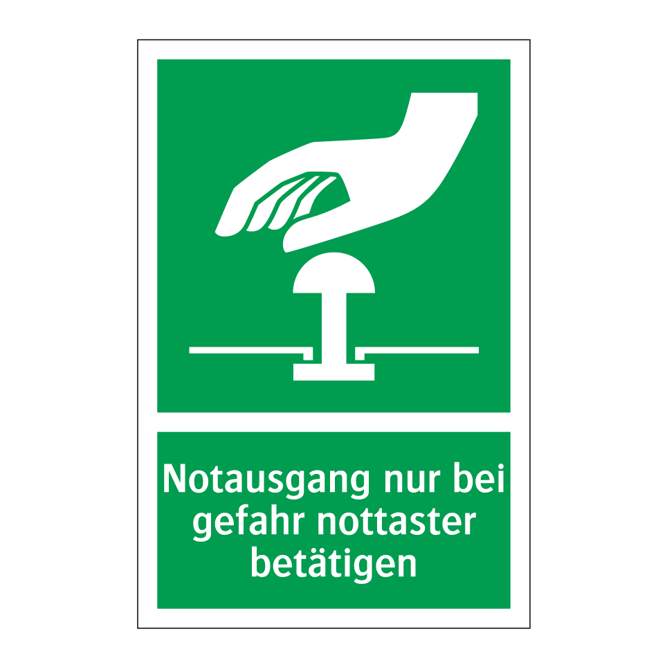 Kauf Notausgang nur bei gefahr nottaster betätigen schild | SignOnline ...