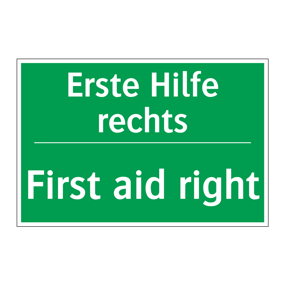 Kauf Erste Hilfe rechts - First aid right schild | SignOnline | DE-E496