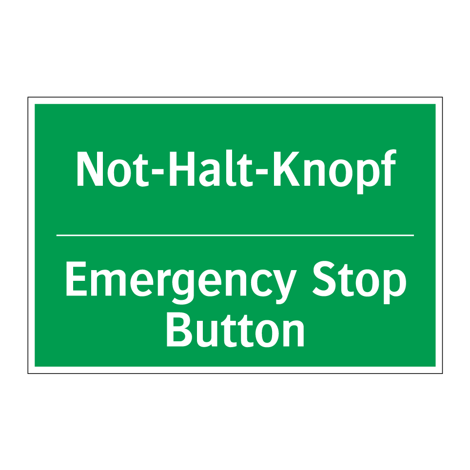 Kauf Not-Halt-Knopf - Emergency Stop Button schild | SignOnline | DE-E584