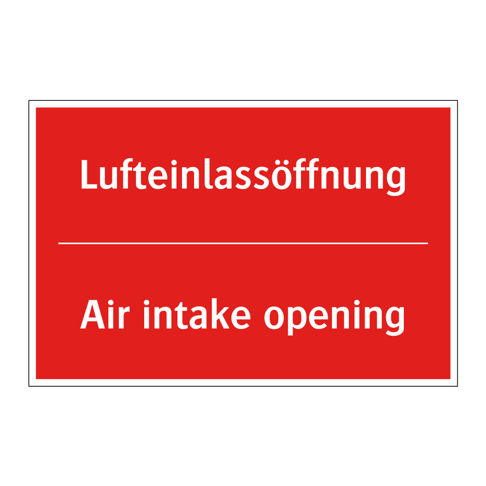 Kauf Lufteinlassöffnung - Air intake opening schild | SignOnline | DE-F1412