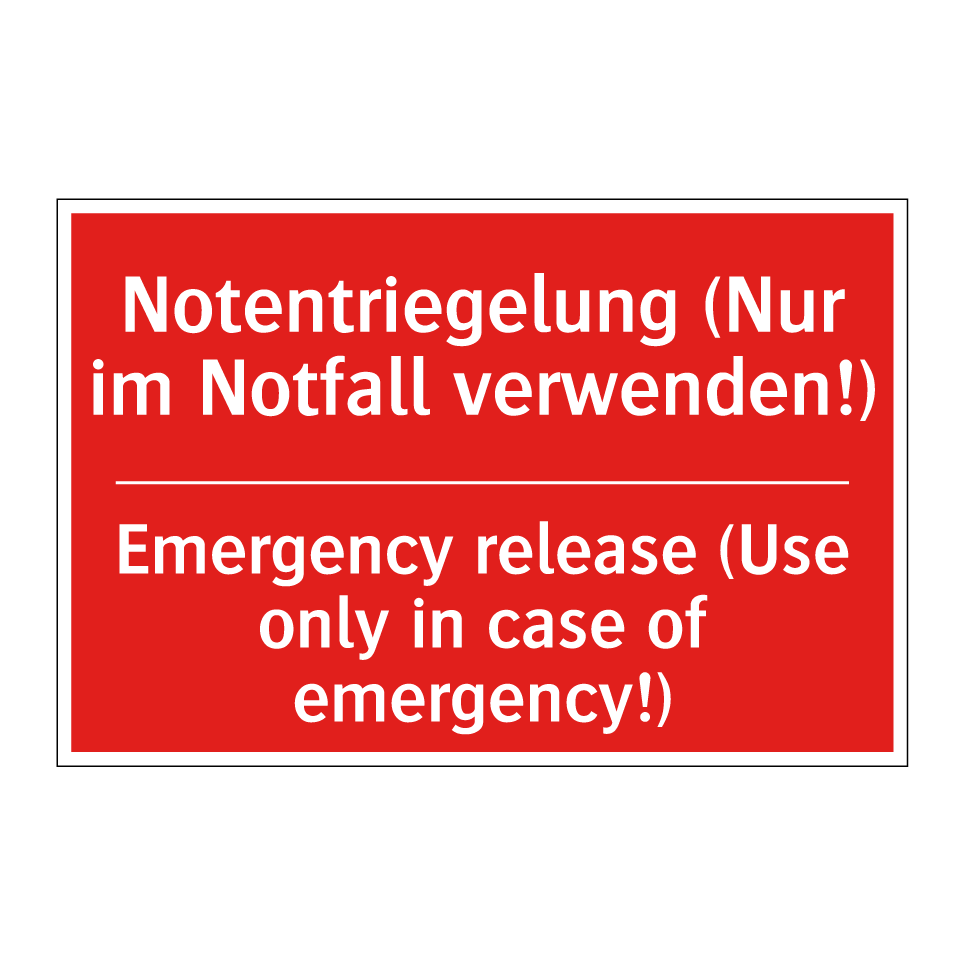 Kauf Notentriegelung (Nur im Notfall /.../ - Emergency release (Use ...