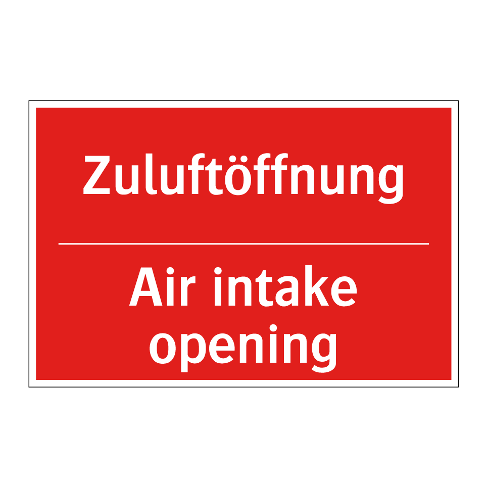 Kauf Zuluftöffnung - Air intake opening schild | SignOnline | DE-F1694