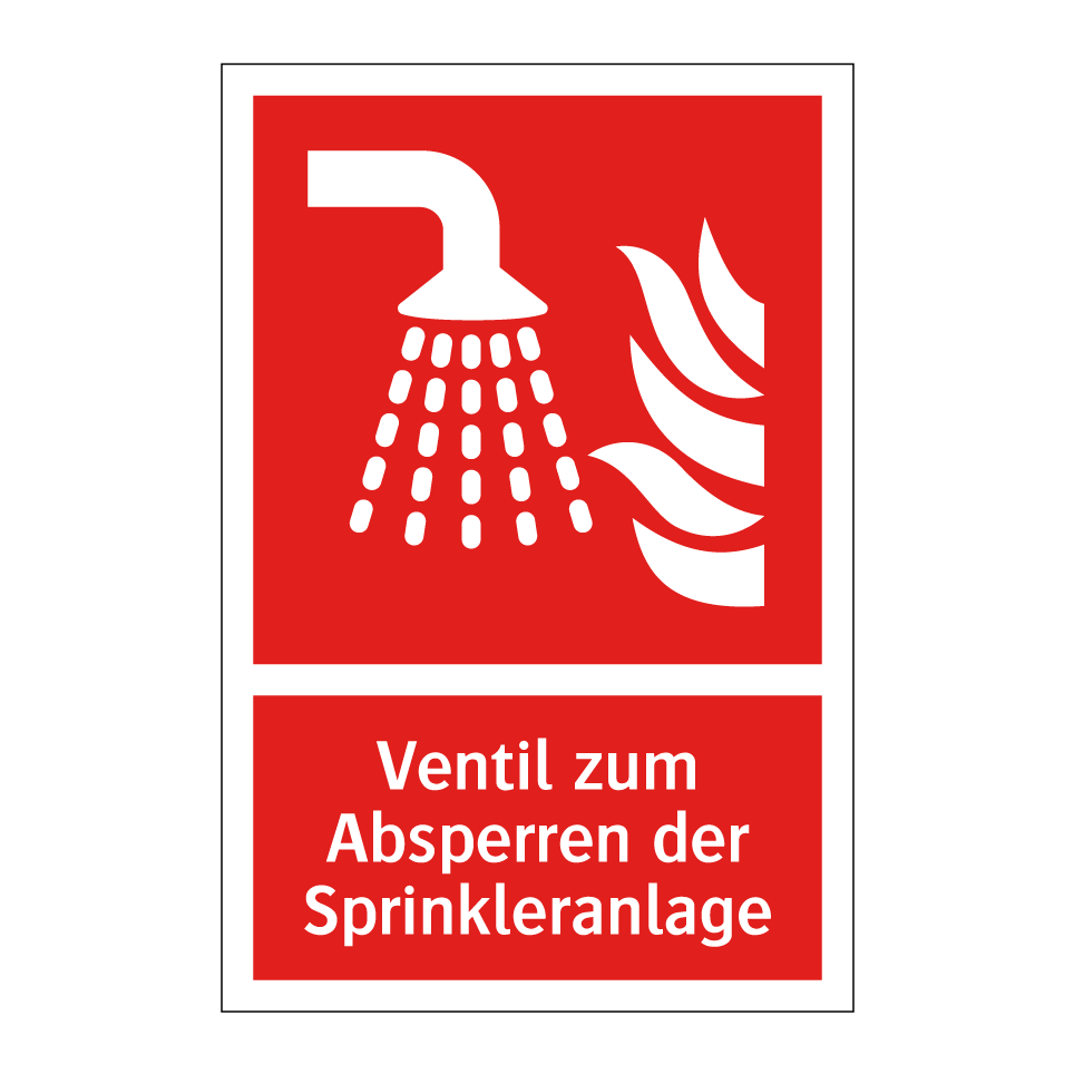 Kauf Ventil zum Absperren der Sprinkleranlage schild | SignOnline | DE ...