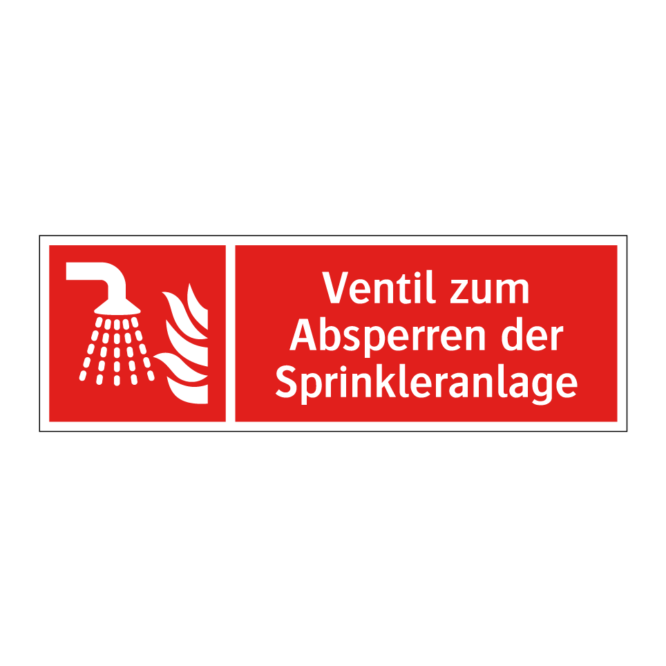 Kauf Ventil zum Absperren der Sprinkleranlage schild | SignOnline | DE ...