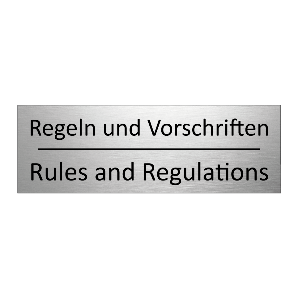 Regeln und Vorschriften - Rules and Regulations Schild | SignOnline ...