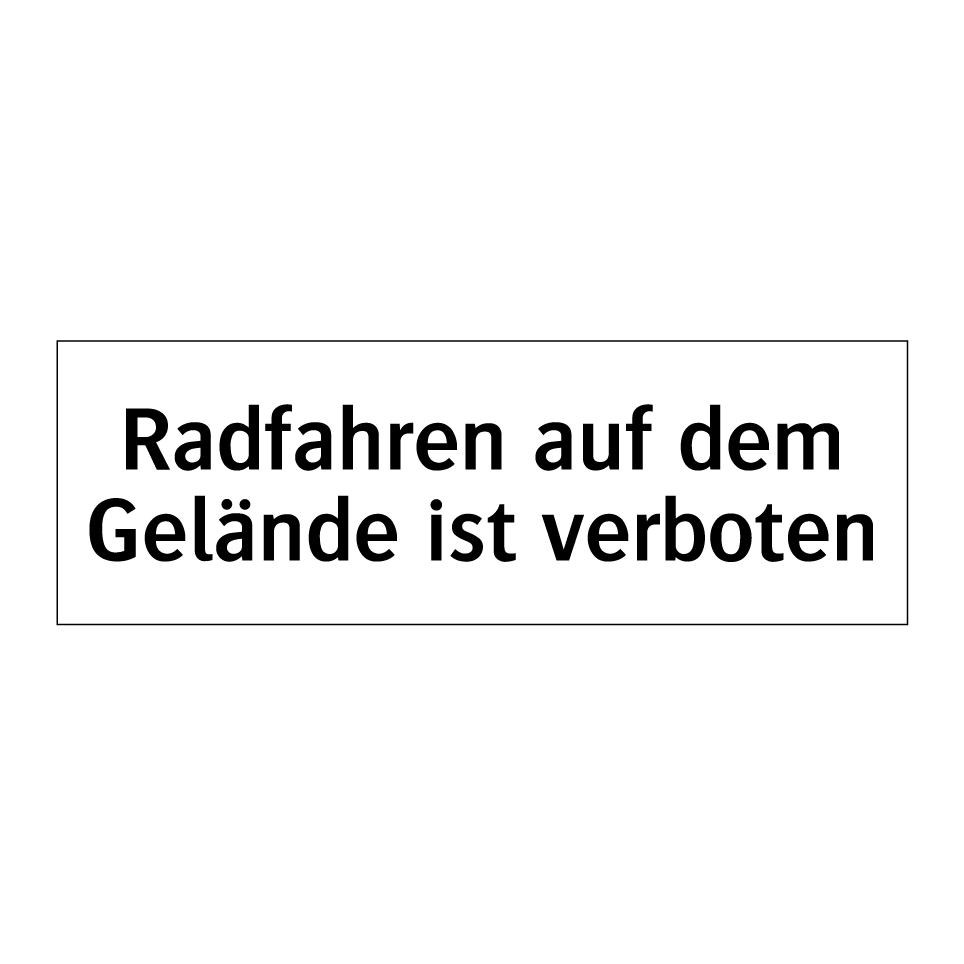 Kauf Radfahren auf dem Gelände ist verboten schild | SignOnline | DE-P1765
