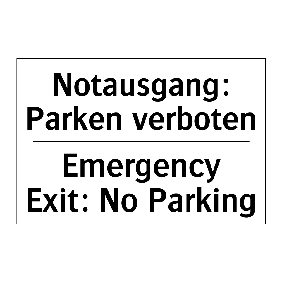 Kauf Notausgang: Parken verboten - Emergency Exit: No Parking schild ...