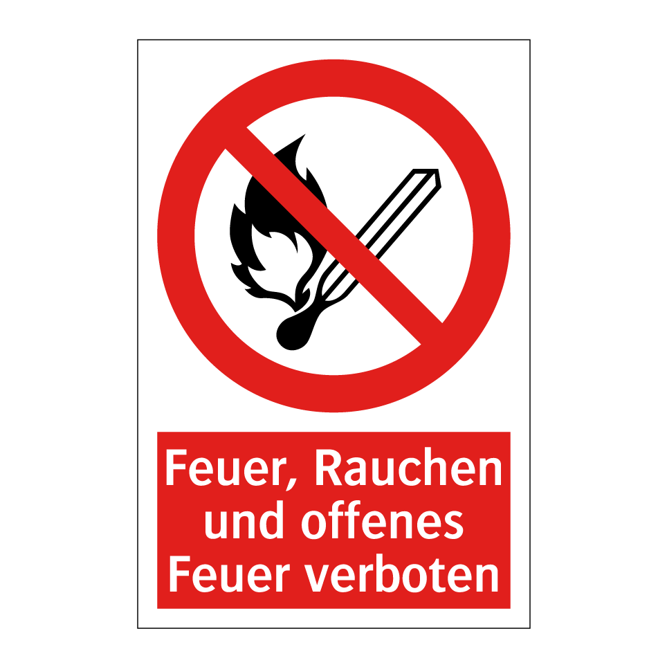 Kauf Feuer, Rauchen und offenes Feuer verboten schild | SignOnline | DE ...