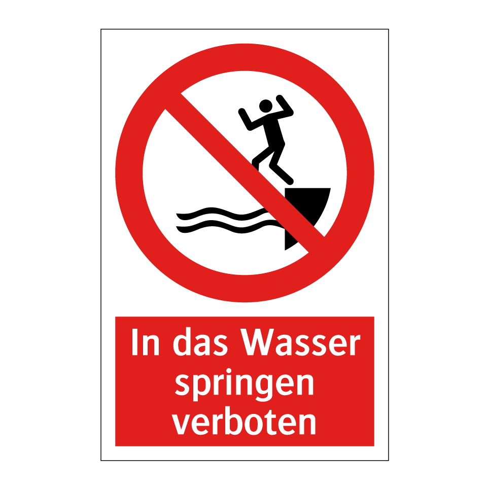 Kauf In das Wasser springen verboten schild | SignOnline | DE-P5339