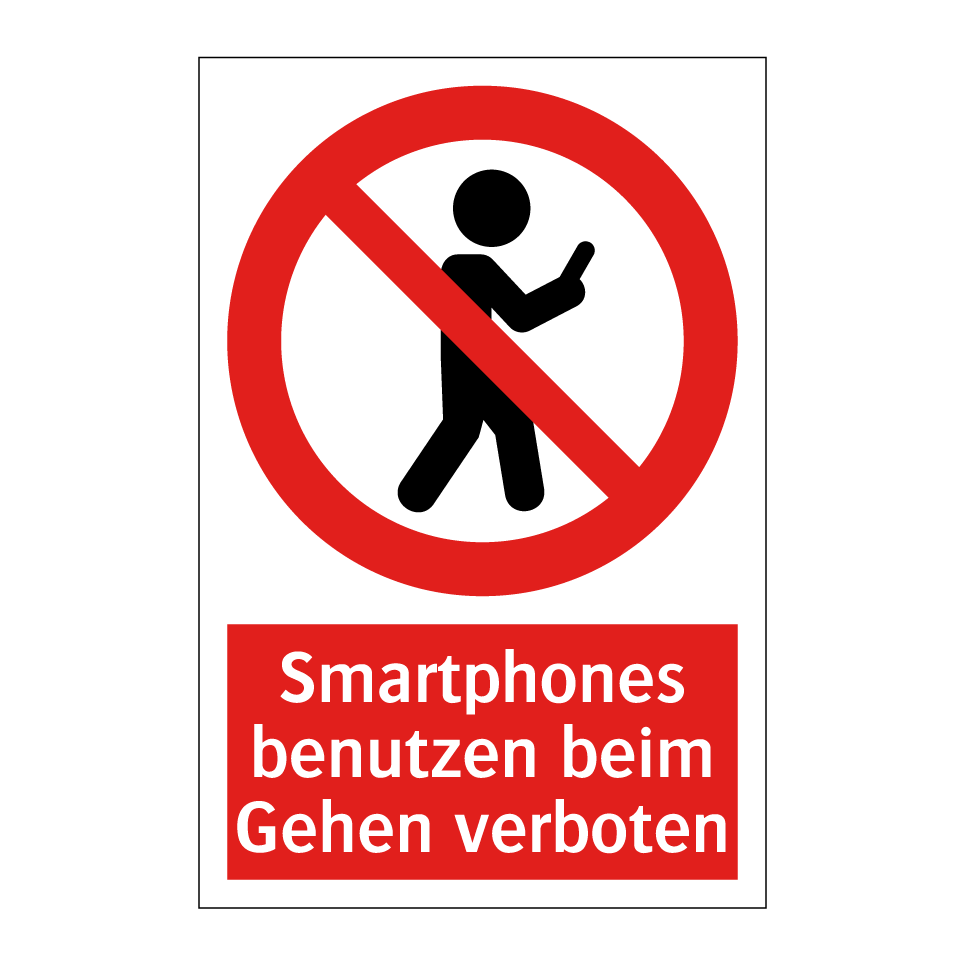 Kauf Smartphones benutzen beim Gehen verboten schild | SignOnline | DE ...