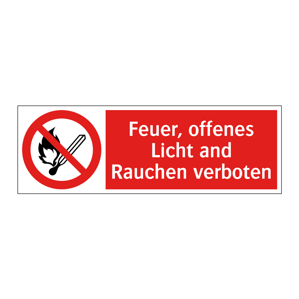 Kauf Feuer, offenes Licht and Rauchen verboten schild | SignOnline | DE ...