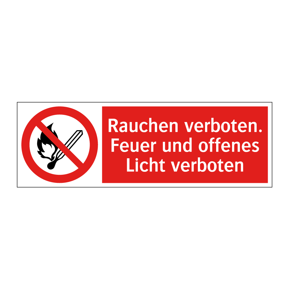 Kauf Rauchen verboten. Feuer und offenes Licht verboten schild ...
