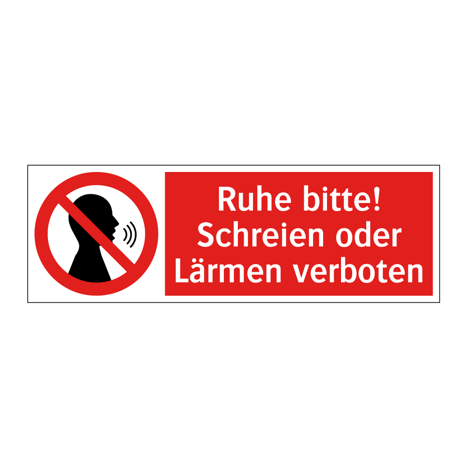Kauf Ruhe bitte! Schreien oder Lärmen verboten schild | SignOnline | DE ...