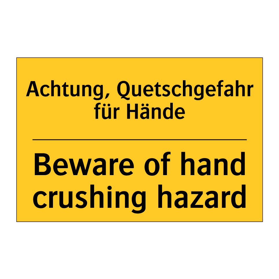 Kauf Achtung, Quetschgefahr für Hände/.../ - Beware of hand crushing ...