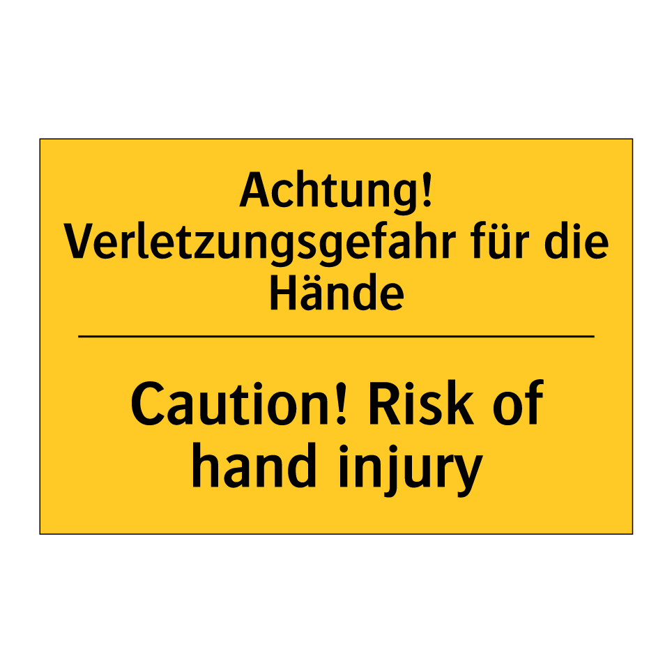 Kauf Achtung! Verletzungsgefahr für /.../ - Caution! Risk of hand ...