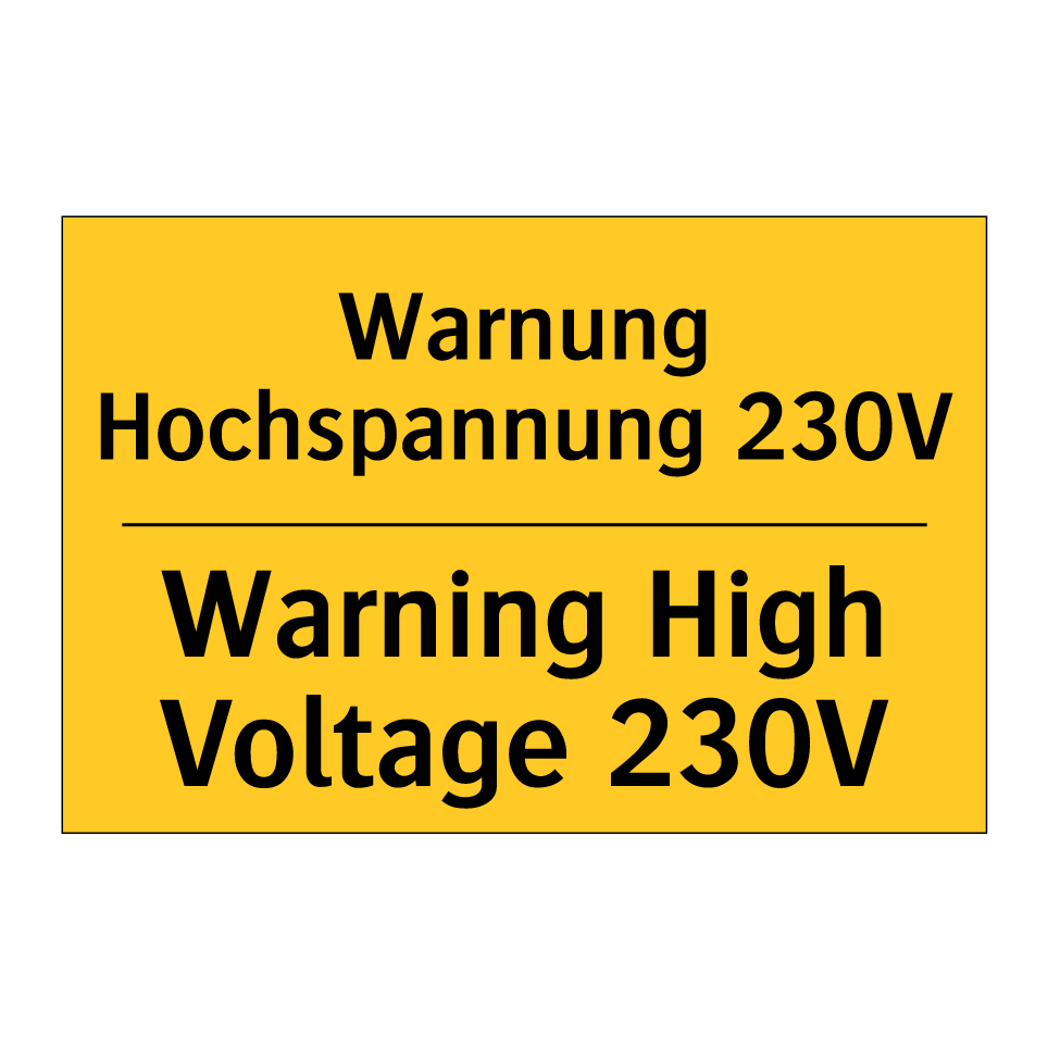 Kauf Warnung Hochspannung 230V - Warning High Voltage 230V schild ...