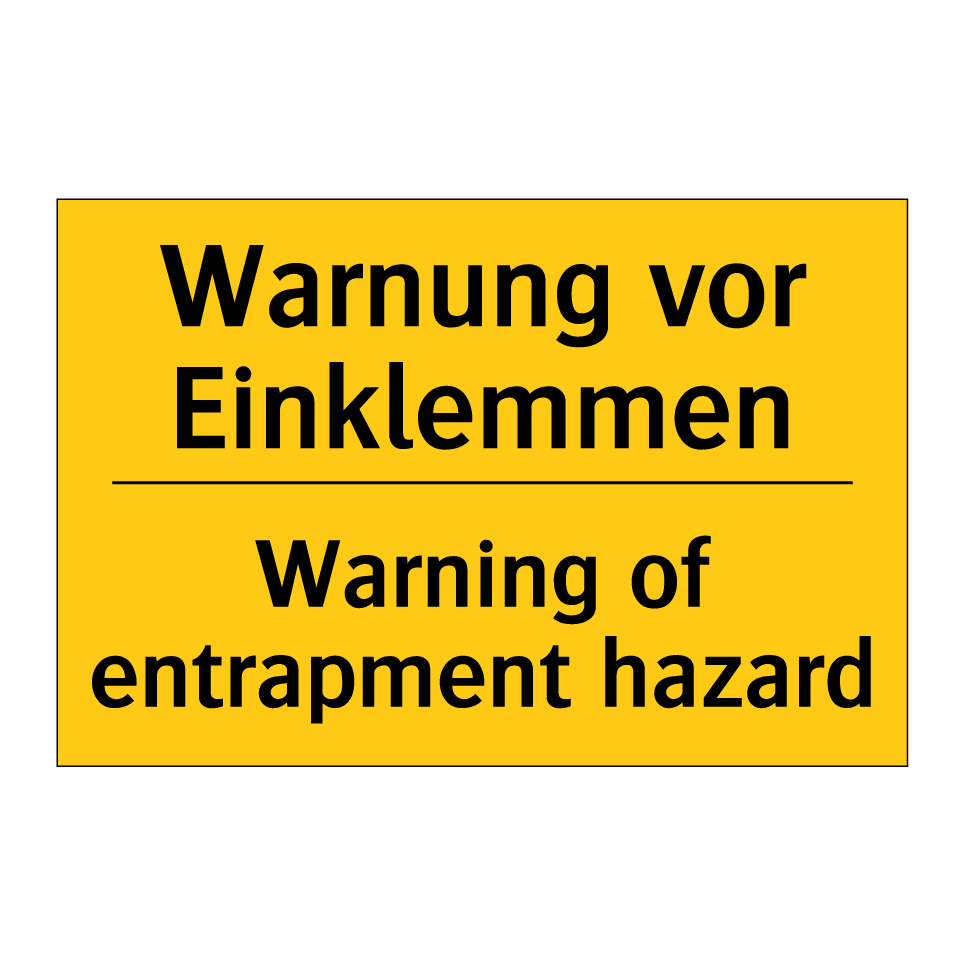 Kauf Warnung vor Einklemmen - Warning of entrapment hazard schild ...