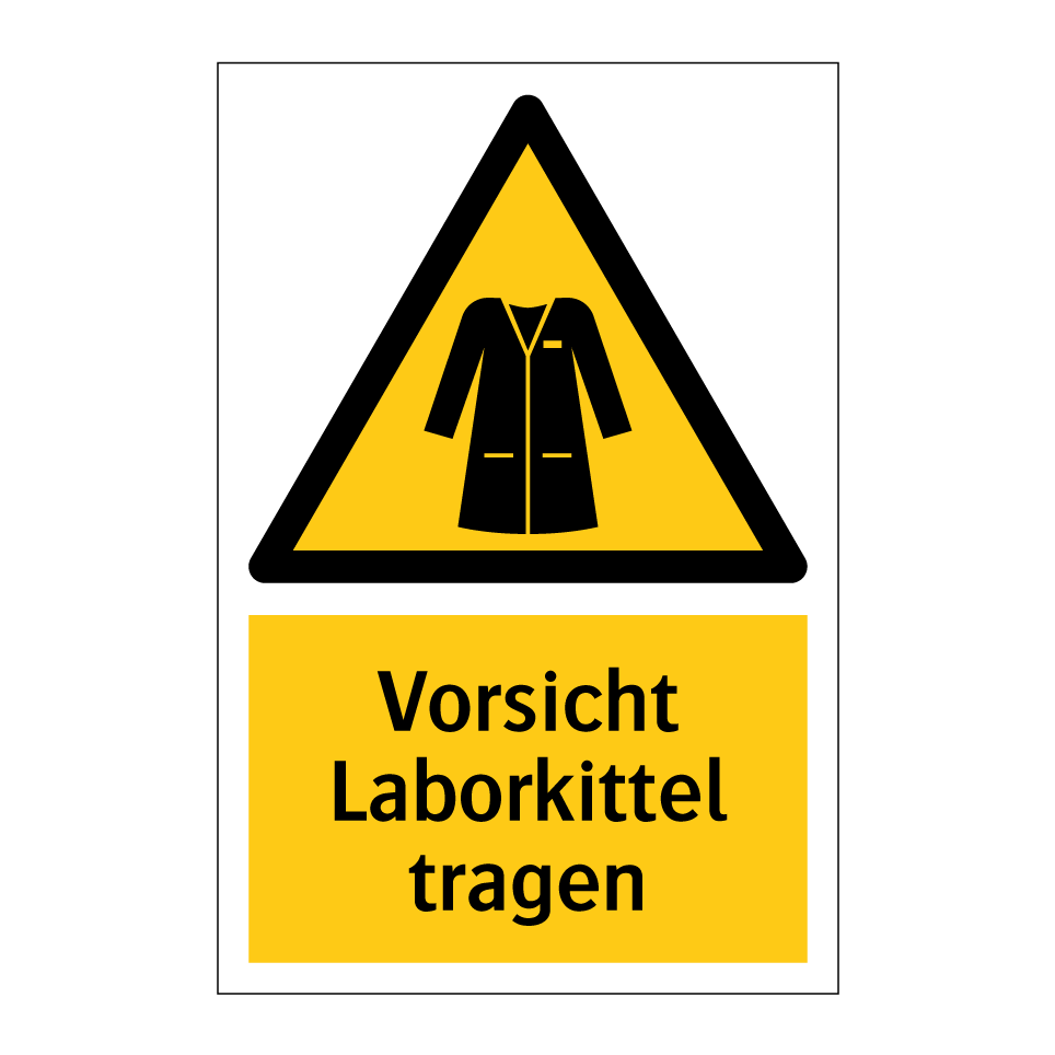 Kauf Vorsicht Laborkittel tragen schild | SignOnline | DE-W4955
