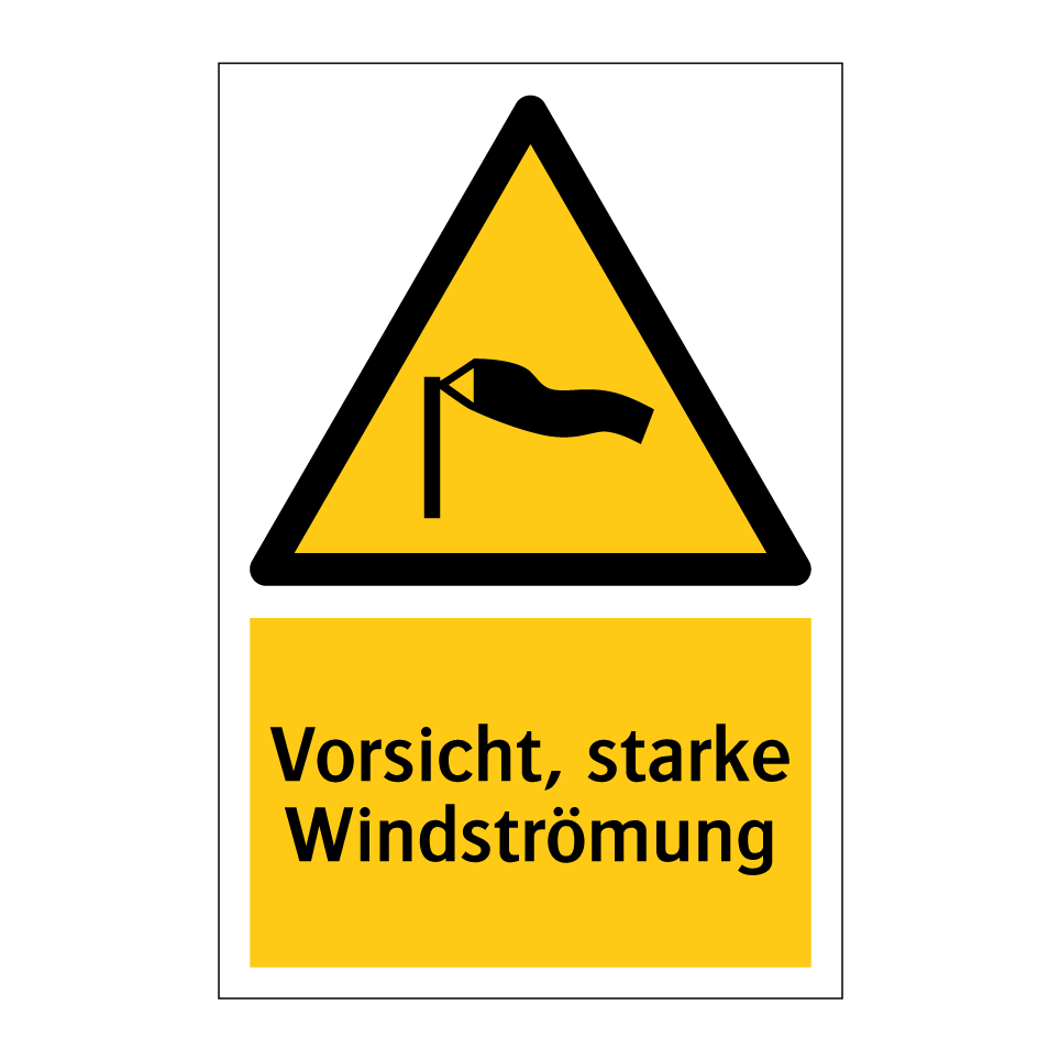 Kauf Vorsicht, starke Windströmung schild | SignOnline | DE-W5034