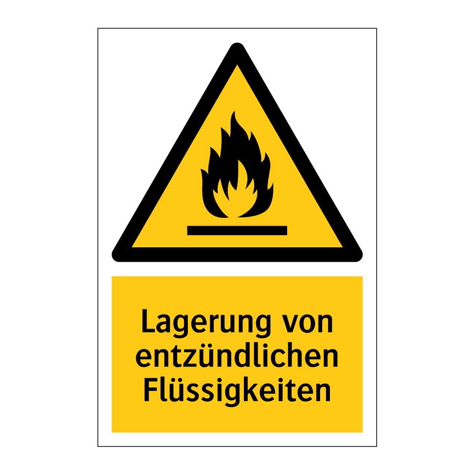 Kauf Lagerung von entzündlichen Flüssigkeiten schild | SignOnline | DE ...