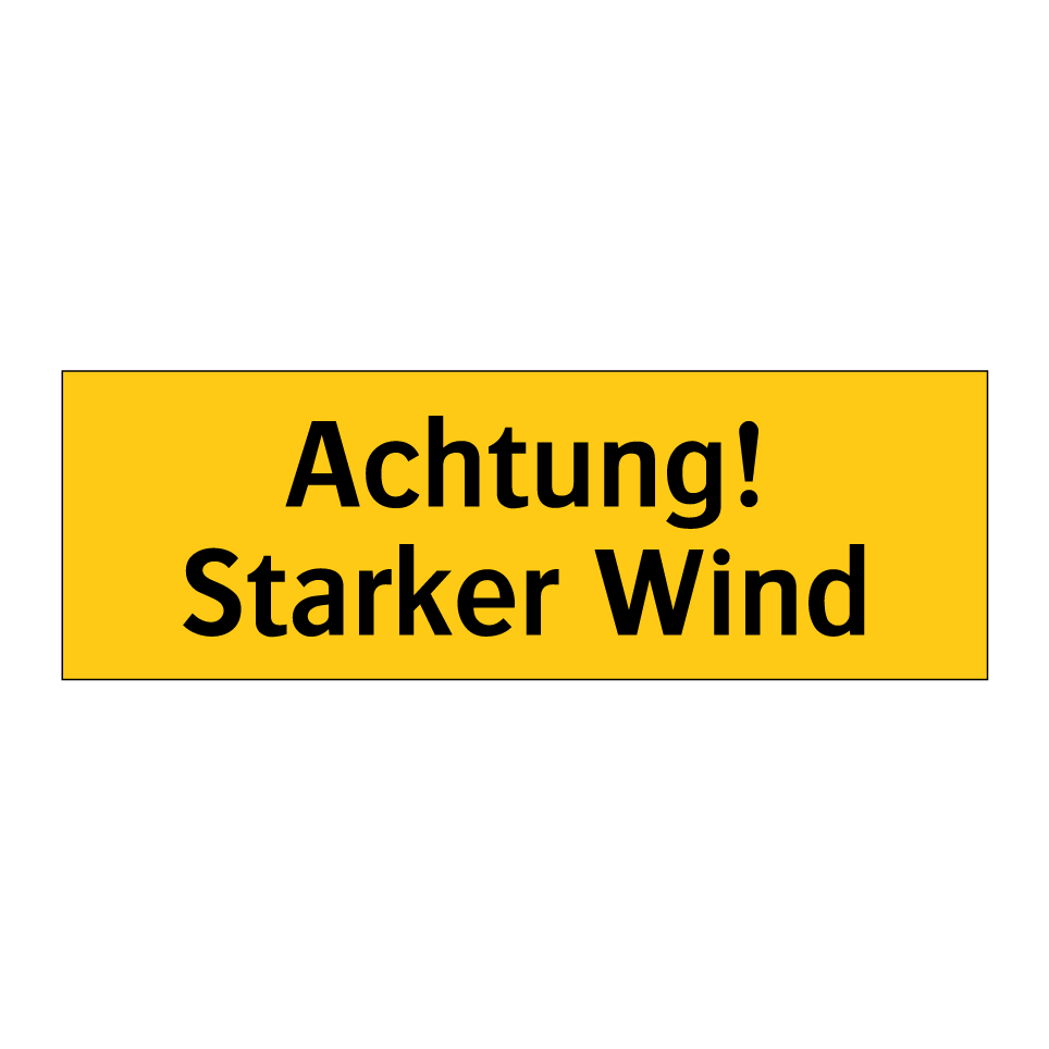 Kauf Achtung! Starker Wind schild | SignOnline | DE-W862